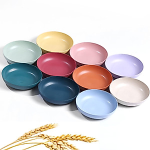 WANBY Lightweight Wheat Straw Cereal Plates Unbreakable Dinner Dishes Plates Set Dishwasher & Microwave Safe (Plates 10 Pack 5.6')