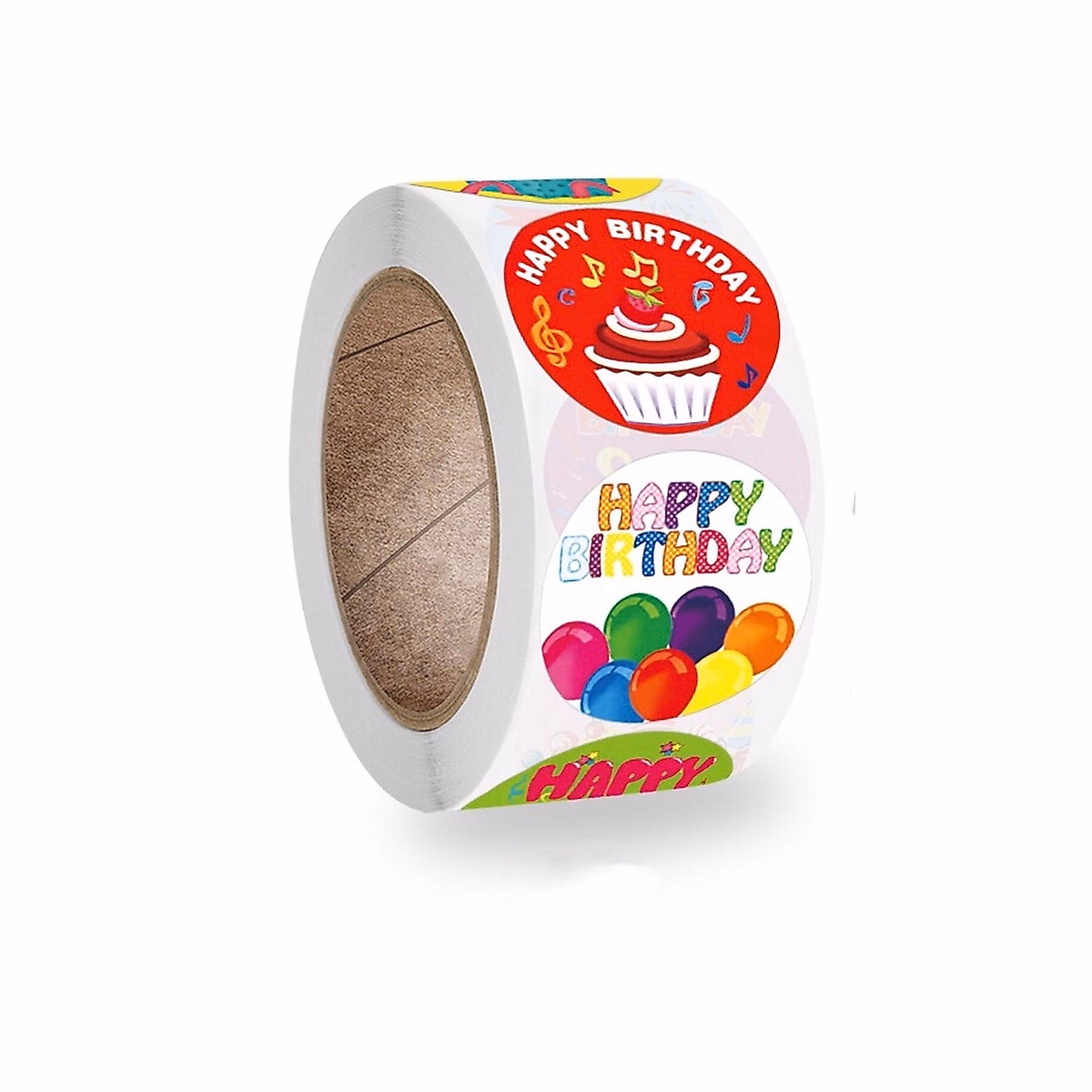 Happy Birthday Stickers 1'' Circle Labels Letters 500 Per Pack New Roll Handicraft Decoration Happy Birthday Sealing Sticker Envelope Wedding Celebration 8 Different Designs Decoration