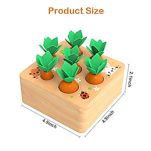 Montessori Toys for 1 Year Old, Wooden Toys Developmental Shape Sorting & Matching Puzzle Carrots Harvest Game, Birthday Gifts for Toddlers Babies Boys and Girls 6-12 Months Christmas