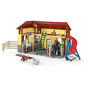 Schleich Farm World, 30-Piece Playset, Farm Toys and Farm Animals for Kids Ages 3-8, Horse Stable 10.5 x 49 x 34.5 cm