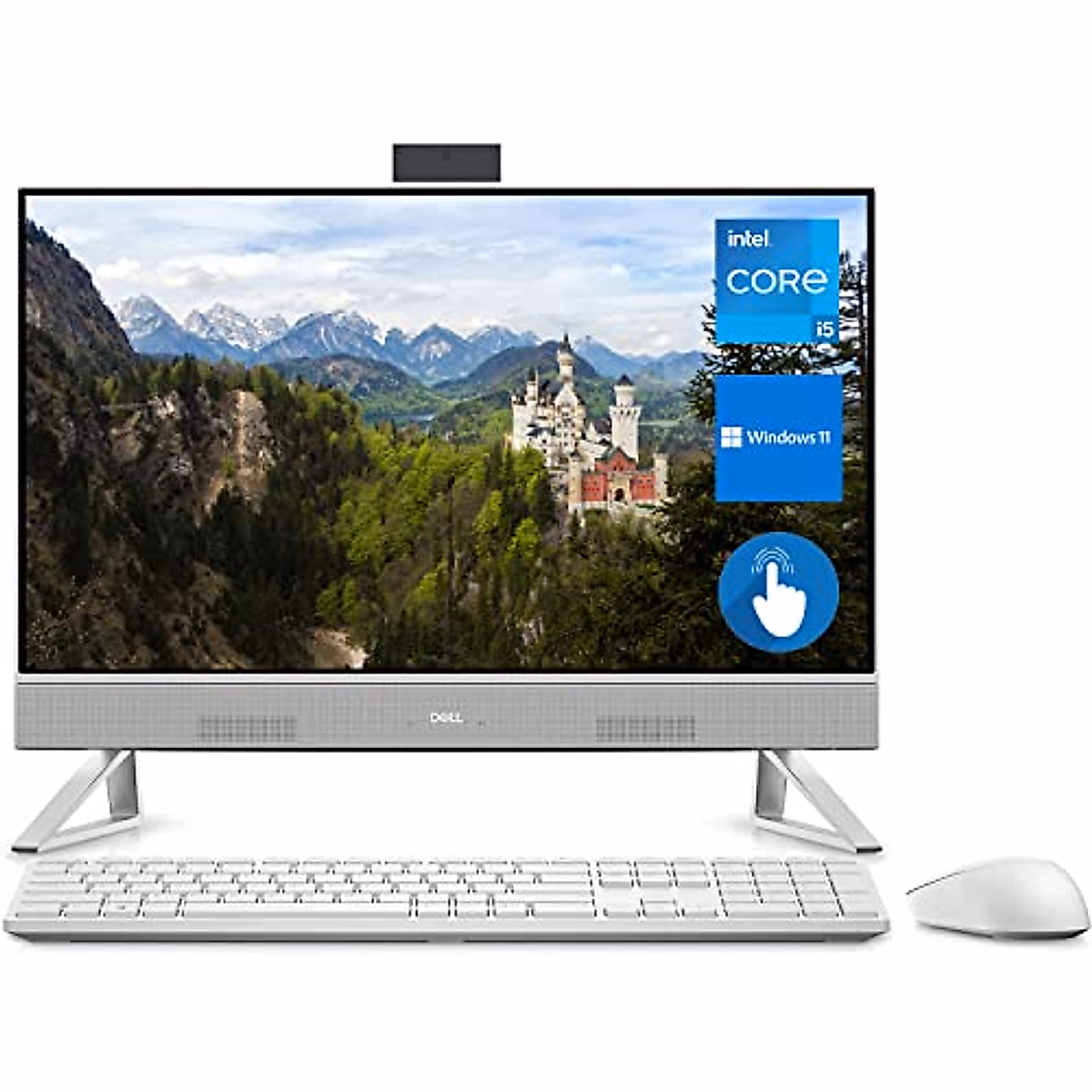 Dell Inspiron 5410 All-in-One Desktop, 23.8'' FHD IPS Touchscreen, 12th Gen Intel Core i5-1235U, 12GB RAM, 256GB SSD + 1TB HDD, HDMI, RJ-45, 1080p, Wireless KB&Mouse, Wi-Fi 6, Windows 11 Home, White