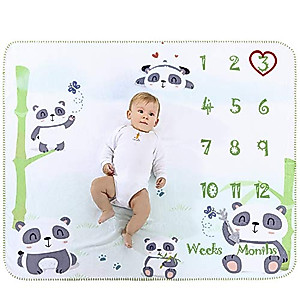 InnoBeta Baby Monthly Milestone Blanket, Flannel Plush Newborn Infant Photo Blanket, for Pictures Photography for Newborn Boys & Girls New Mom Gifts (Panda)