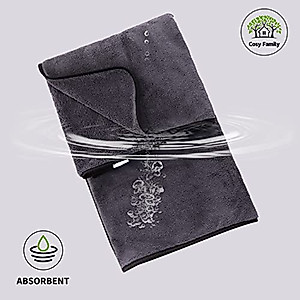 Cosy Family Microfiber 4 Pack Bath Towel Set, Lightweight and Quick Drying, Ultra Soft Highly Absorbent Towels for Bathroom, Gym, Hotel, Beach and Spa (Dark Grey)