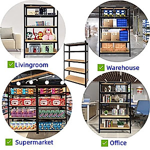 Qimu 5-Tier Garage Shelving Unit, Adjustable Shelves for Free Combination,Metal Storage Rack Heavy Duty Display Stand for Books, Kitchenware, Tools,1929LB Total Capacity,70.8" x 35.4" x 15.7"