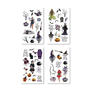 Rongrong Halloween Theme Sticker Book for Planners, Calendars, Journals and Projects – Premium Quality Hand Drawn Perfect for Adding Hocus Pocus to your schedule – Scrapbook Accessories – 24 Sheets