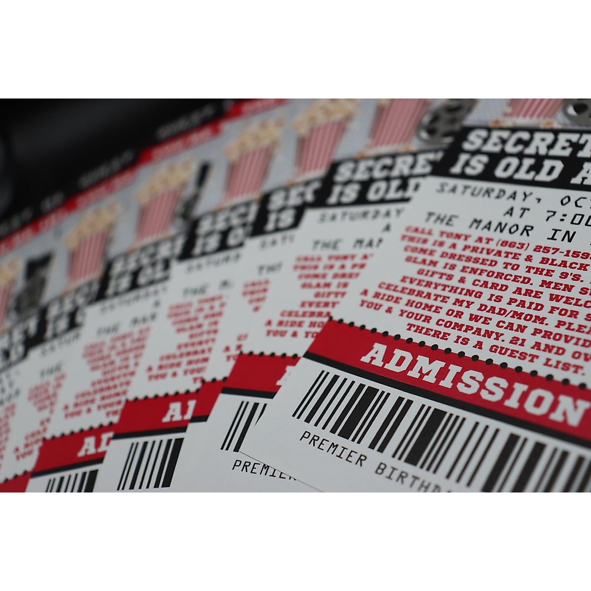 Movie Birthday Party Ticket Invitations, Movie Party Invitations, Cinema Birthday Party Invite, Broadway Party Invitation (Red/Black)