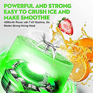 Portable Blender, Personal Size Eletric USB Juicer Cup, Fruit, Smoothie, Baby Food Mixing Machine with Updated 6 Blades,Magnetic Secure Switch for Superb Mixing 500ml (Green)