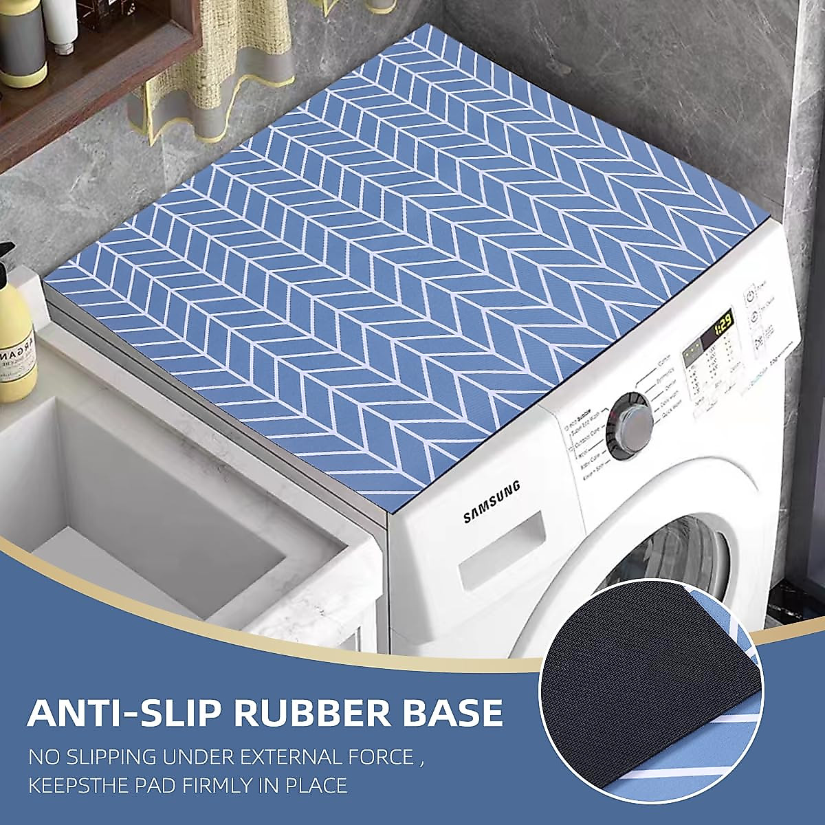 2PCS 25.6'' x 23.6'' Washer and Dryer Covers for the Top,Non-Slip Dryer Top Protector Mat,Dust-Proof Rubber Washing Machine Mat Cover for Top Protection