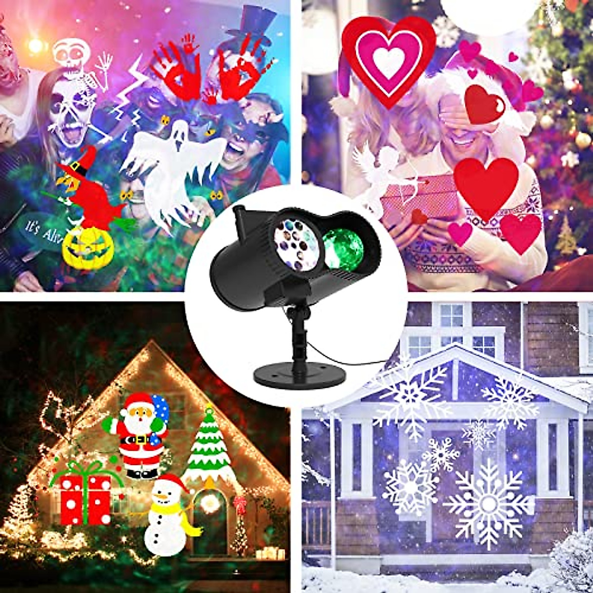 Holiday Projector Lights Outdoor Halloween Christmas LED Projector Lights 3D Ocean Wave & 20 Patterns Projection Light with Remote for Holiday Birthday Xmas Party Landscape Decorations