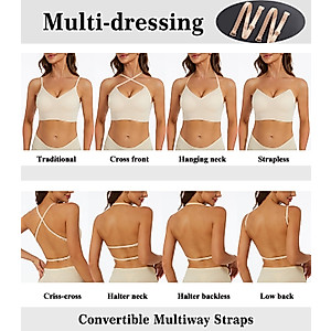 ZITAIMEI Low Back Seamless Bras Multiway Convertible Strap Halter Lifting Bra Spaghetti Strap Wire-Free Padded Backless