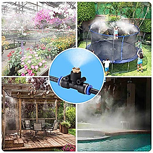 H&G lifestyles Misters for Patio Misting System 75.46FT (23M) Misting Line 25 Brass Mist Nozzles Brass Adapter for Patio Garden Umbrellas Greenhouse Trampoline