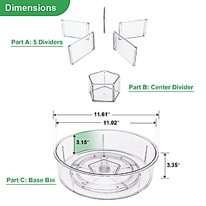 DIHUMK Lazy Susan Turntable Organizer for Cabinet Refrigerator and Pantry Countertop with Clear Large Spice Rack 2-Pack 11.6''