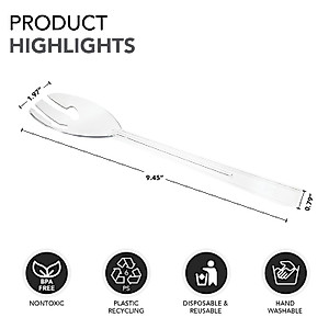 Party Essentials Plastic Party Buffet Serving Utensils Kit, Spoons/Forks/Tong, 20-Piece, Clear