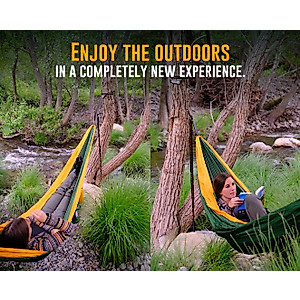 Ryno Tuff XL 2 Person Camping Hammock with Mosquito Net & Rain Fly - Compact Double Hammock with Bug Net, Tarp, Pocket, Tree Straps & Heavy Duty Carabiners - Parachute Grade Nylon Holds Over 600lbs