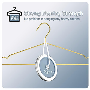 17.7'' Gold Metal Hangers 30 Pack Heavy Duty, Strong Wire Clothes Hangers with Notches, Space Saving Hangers Bulk for Standard Size Coats, Shirts, Suits, Pants,Gold