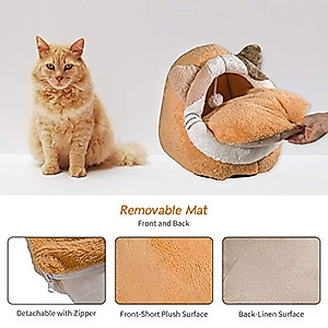 Qucey Cat Beds for Indoor Cats, Cat Cave Bed Cat Tent House Cat Hut with Rovemable Washable Cushioned Pillow, Kitten Beds, Small Dog Bed