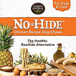 EARTH ANIMAL No Hide Stix Chicken Flavored Natural Rawhide Free Dog Chews Long Lasting Dog Chew Sticks | Dog Treats for Small Dogs and Cats | Great Dog Chews for Aggressive Chewers