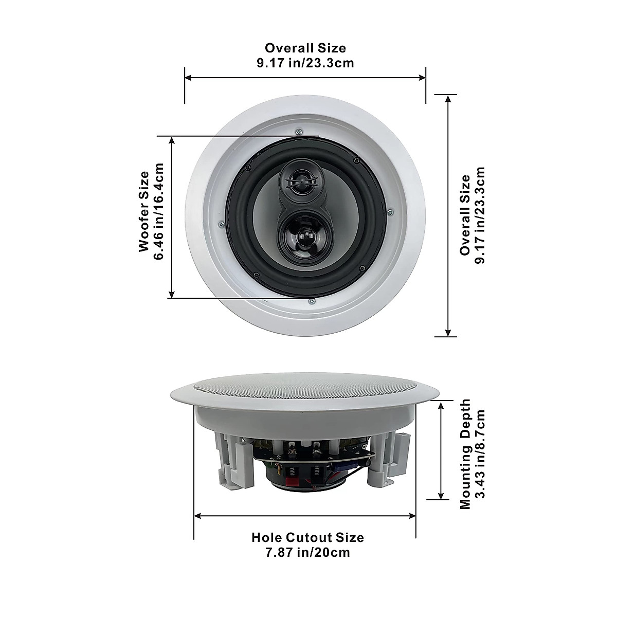 Acoustic Audio CS-IC63 in Ceiling 6.5" Speaker 3 Pair Pack 3 Way Home Theater 1800 Watt