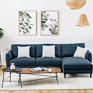 Giantex Sectional Sofa Couch Set, 3-Seat Sofa with Chaise Lounge, Modern L-Shaped Sofa Set for Living Room Apartment Office, Easy Assembly (Navy Blue)