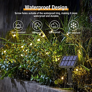 4 Pack Solar String Lights Outdoor - 320LED 132FT Solar Fairy Lights Waterproof 8 Modes, Copper Wire Solar Powered Twinkle Lights for Outside Tree Garden Christmas Wedding Party Decor (Warm White)