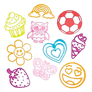 Baker Ross AW727 Novelty Self-Inking Stampers - Pack of 10, Stamp Set for Children, Ideal for Kids Arts and Crafts Projects, Assorted