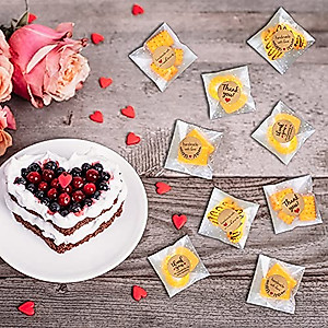 Zonon 200 Pieces Clear Cookie Bags Self Adhesive Cellophane Treat Bags, White Polka Dot Frosted Candy Bags and 240 Pieces Thank You Love Sticker for Cookie Chocolate Jewelry