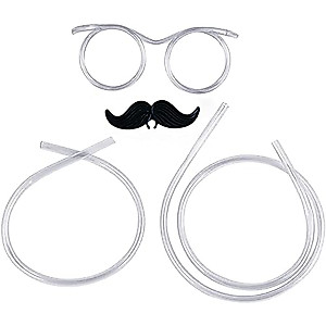 IXIGER Funny straw Glasses Flexible Drinking Straw Novelty Eyeglass Frame Bar Accessories for Birthdays,2PCS Transparent party straws,Bridal Showers,Party Supplies,Favors,Game Ideas…