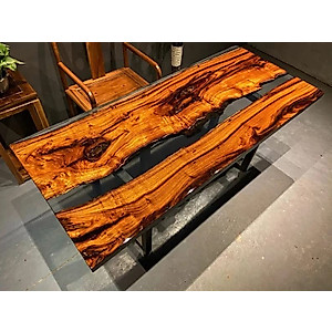 Personalized LARGE EPOXY TABLE, Resin Dining Table for 2, 4, 6, 8 River Dining Table Top, Wood Epoxy Coffee Table Top, Living Room Table (without Stand, 24 x 12inches)