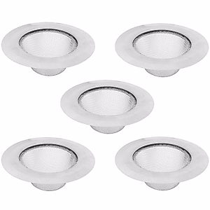 Wideskall 4.5" Stainless Steel Large Wide Rim Sink Strainer for Kitchen Drain Strainer (Pack of 5)
