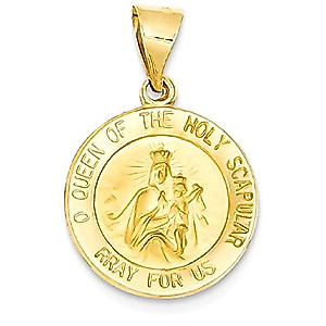 IceCarats 14K Yellow Gold Queen of The Holy Scapular Reversible Medal Necklace Charm Pendant 23mm x 15.85mm Only