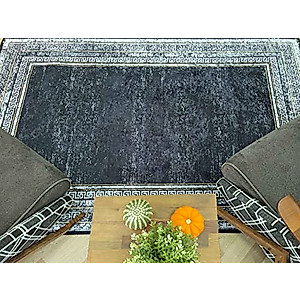 AK RUGS Modern Machine Washable Printed Area Rug Gloria Collection Living Room Bedroom Rug (Charcoal, 6' x 9')