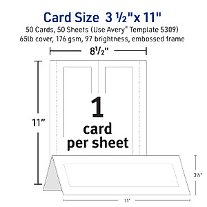 Avery Printable Large Tent Cards, Laser & Inkjet Printers, 50 Cards, 3.5 x 11 (5309)