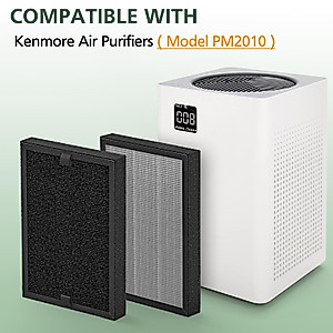 KF250 Replacement True HEPA Filter, Compatible with Kenmore 1200e Series Air Purifier PM2010, for Rooms up to 1,500 Sq. Ft. 3-in-1 True HEPA Filter, 4-Pack