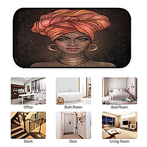 ALAZA African American Pretty Girl Aztec Tribal Shag Collection Non-Slip Area Rug Carpet Doormat for Kitchen Entryway Living Room Bedroom Sofa 1'7 x 3'3