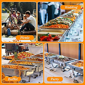 4 Pack Stainless Steel Chafing Dishes Buffet Set with Serving Utensils Sets by Teivio,9 QT Rectangular Silver Chafer Complete Set, Buffet Servers and Food Warmer for Catering, Party, Wedding