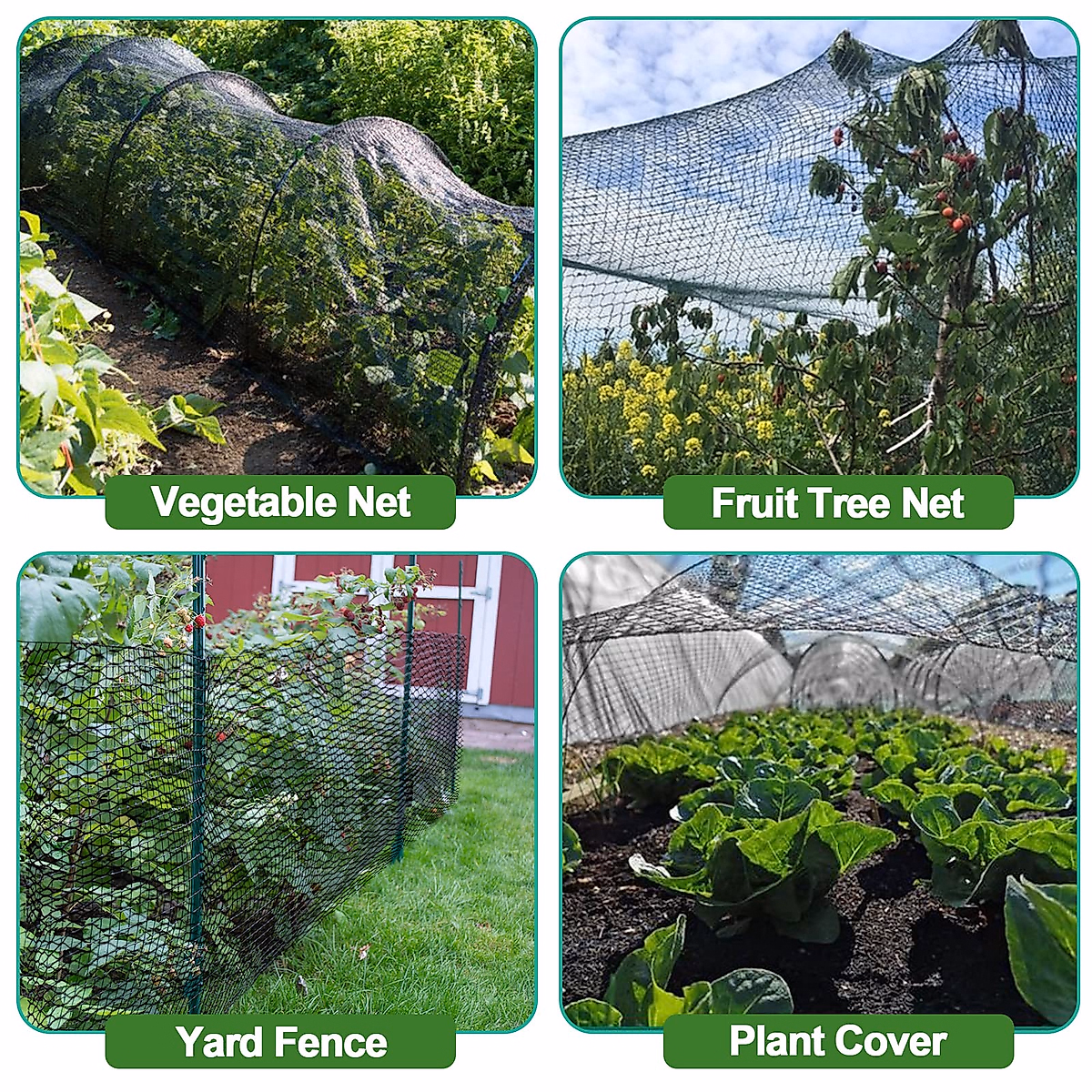 Bird Netting for Garden Protection, 13x32FT Garden Netting w/ 0.8" Mesh, Poultry Netting for Chicken Coop, Deer Fence Netting for Plants Fruit Trees Vegetables Against Birds, Squirrels, Other Animals