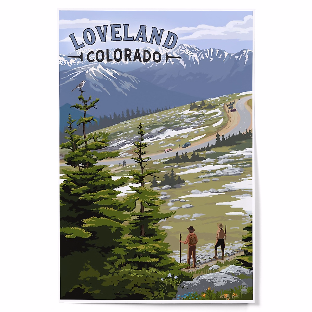 Lantern Press Loveland, Colorado, Trail Ridge and Hikers (12x18 Art Print, Travel Poster Wall Decor)