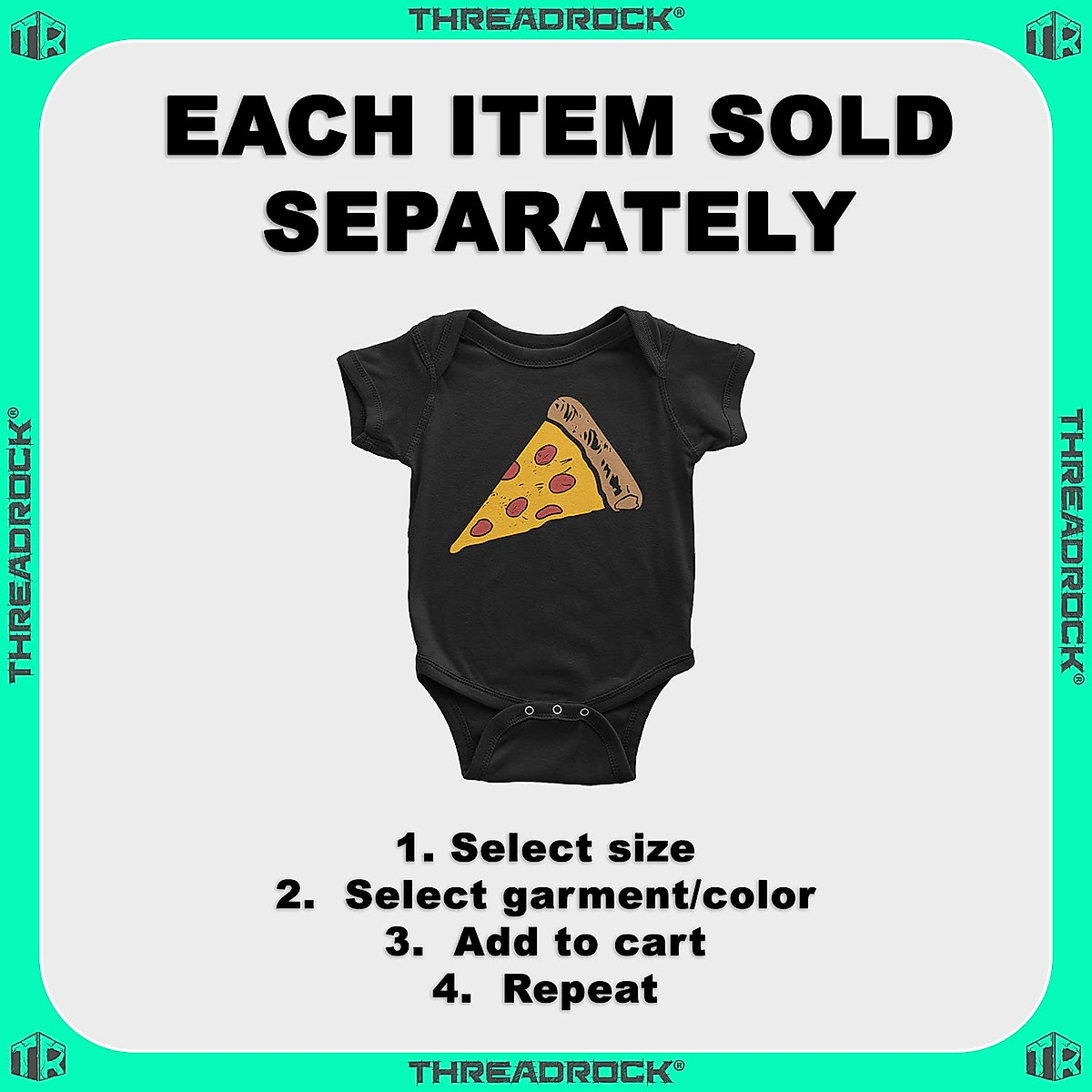 Threadrock Unisex Baby Missing Slice Infant Bodysuit - 6 Months, Black