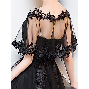MisShow Women's Lace Appliques Shawls Wedding Bridal Cape Shoulder Covers Bolero,Black