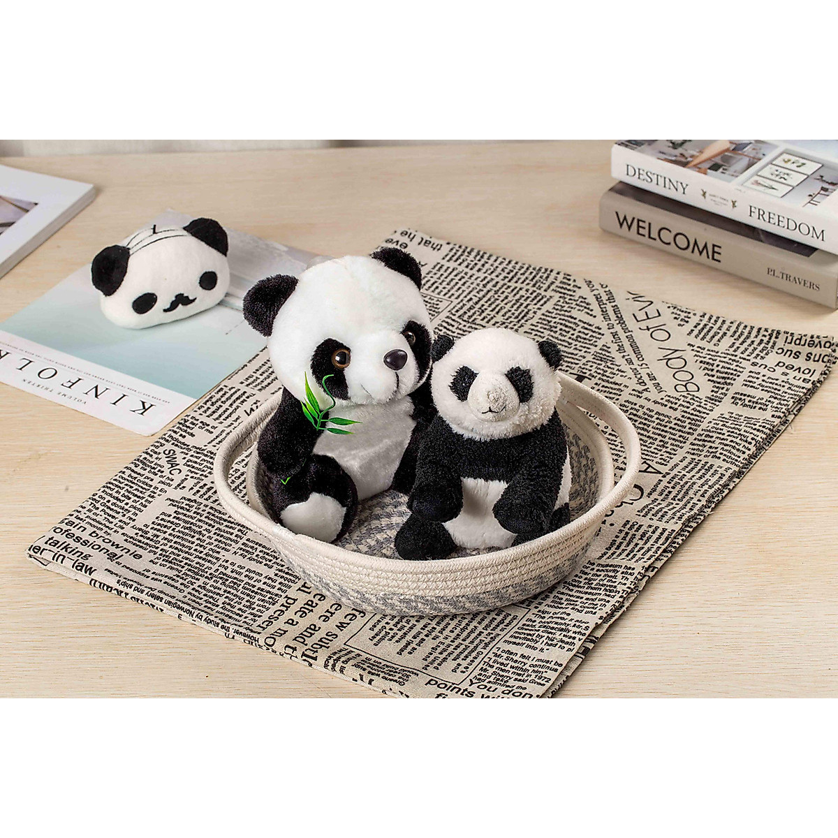 2 pack Small Storage Baskets, Desk Basket for Jewellery&Keys, Cute Rope Baskets, Small Basket Home Storage, Small Table Basket, Organizers and Storage, Small Woven Basket,(Camel & White - Hemp Rope)