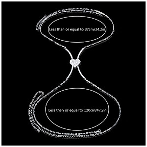 Rhinestone Chest Bracket Bra Chain Sexy Heart Pendant Chest Bracket Bra Jewelry Beach Party Prom Fashion Crystal Body Chain Jewelry for Women