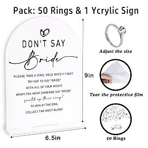 Tuiemie Minimalist Bridal Shower Ring Game, 1 Sign and 50 Rings, Bridal Shower Decorations, Put a Ring on It Bridal Shower Game, Wedding Shower Games(jzxn10)