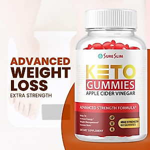 Sure Slim Keto Gummies - Vegan, Non GMO - Sure Slim ACV Keto Gummies with Apple Cider Vinegar, Sureslim Keto Gummies with ACV for Ketosis, Advanced Formula Ketogenic (2 Pack)