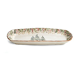 Arte Italica Natale Rectangular Tray, Cream