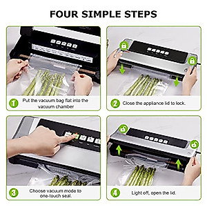 Bonsenkitchen Vacuum Food Sealer Rolls Bags, 2 Packs 11 in x 20 ft Storage Bags, BPA Free, Durable Commercial Customized Size Food Bags for Food Storage and Sous Vide Cooking