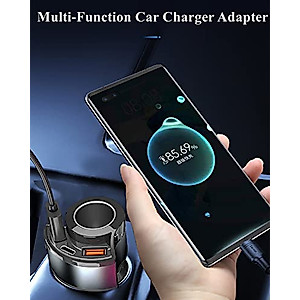 [4IN1&QC3.0] Cigarette Lighter Splitter Adapter, Car USB Charger Adapter Multi Port [with QC3.0/Type-C/3.1A], 12V-24V Car Adapter Compatible with iPhone 14/13/12/11/XS/XR/8/7,iPad,Samsung,Dash Cam etc