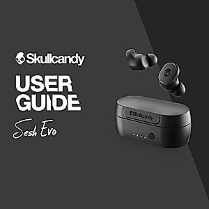 Skullcandy Sesh Evo True Wireless In-Ear Bluetooth Earbuds Compatible with iPhone and Android / Charging Case and Microphone / Great for Gym, Sports, and Gaming IP55 Water Dust Resistant - Black