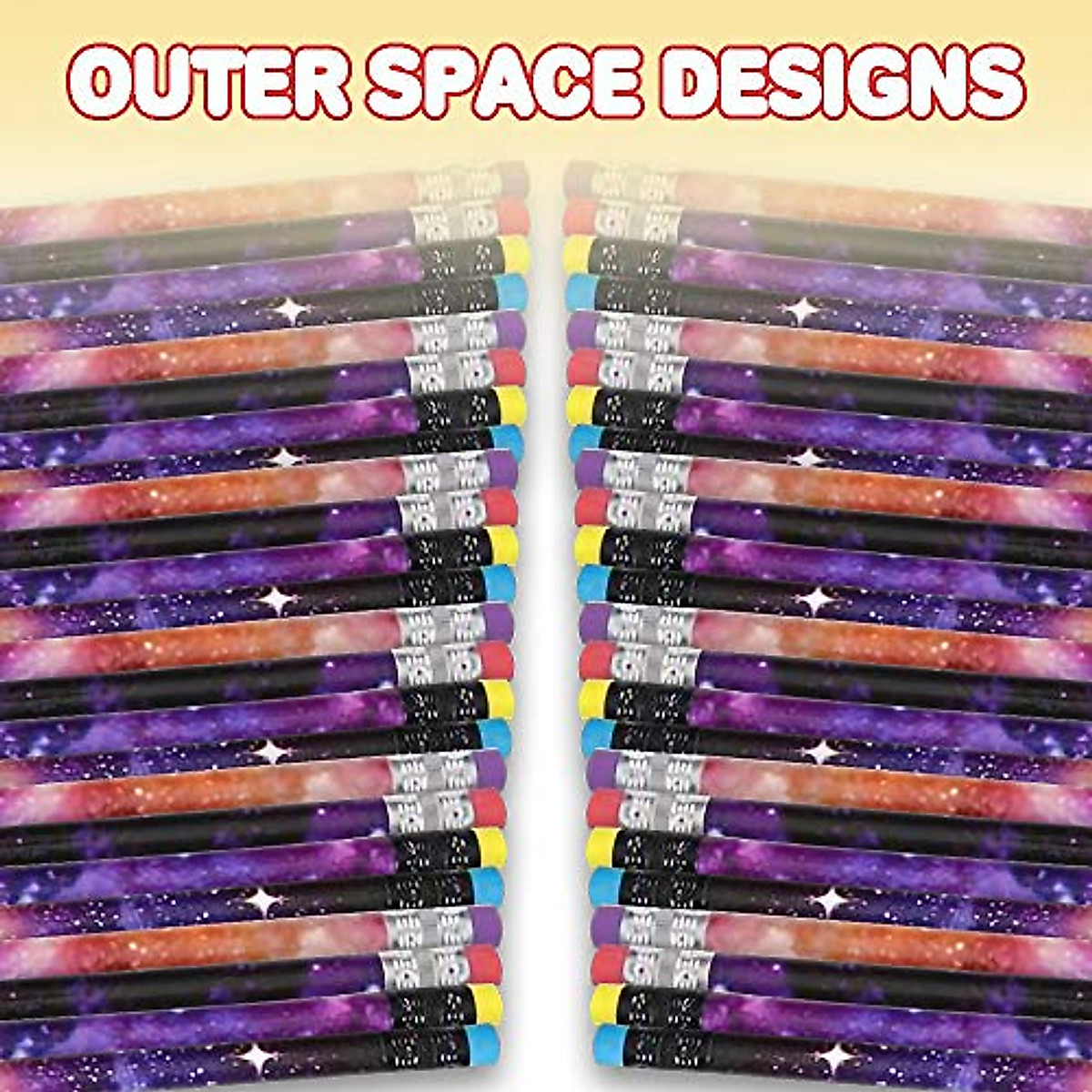 ArtCreativity Galaxy Pencils for Kids - Pack of 48 - Assorted Outer Space Designs - Cute Writing Pencils with Durable Erasers, Teacher Supplies for Classrooms, Student Reward, Astronomy Party Favors