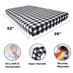 4 Pack Buffalo Check Plaid Neutral Unisex Fitted Baby Crib Sheets Set for Baby Boys or Girls (Red)