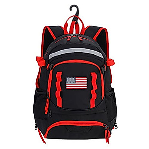 Baseball Bag Softball Bag, Baseball Backpack for Youth Boys and Adult, Bat Bag with Shoes Compartment & Fence Hook, With Hidden External Helmet Holder for Baseball, T-Ball & Softball Equipment & Gear (A-Black)